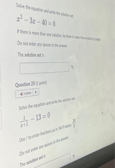 Solved Solve the equation and write the solution set | Chegg.com