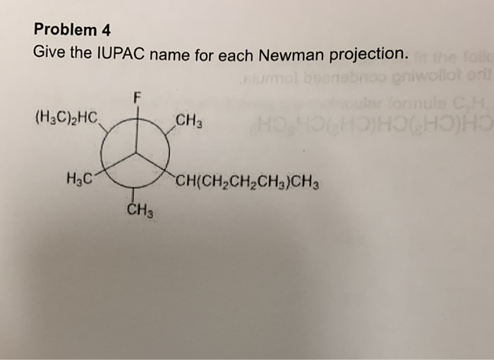 Solved Problem 4 Give the IUPAC name for each Newman | Chegg.com