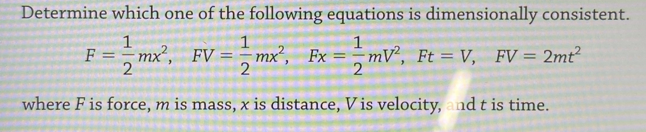 Solved Determine which one of the following equations is | Chegg.com