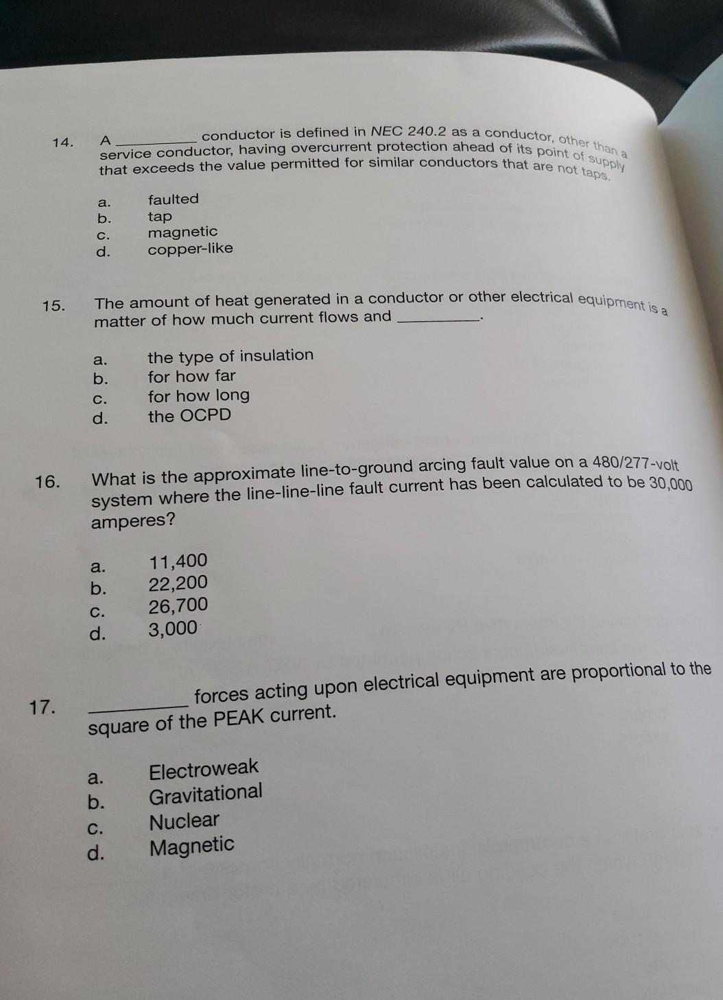 Solved 14. conductor is defined in NEC 240.2 as a conductor, | Chegg.com
