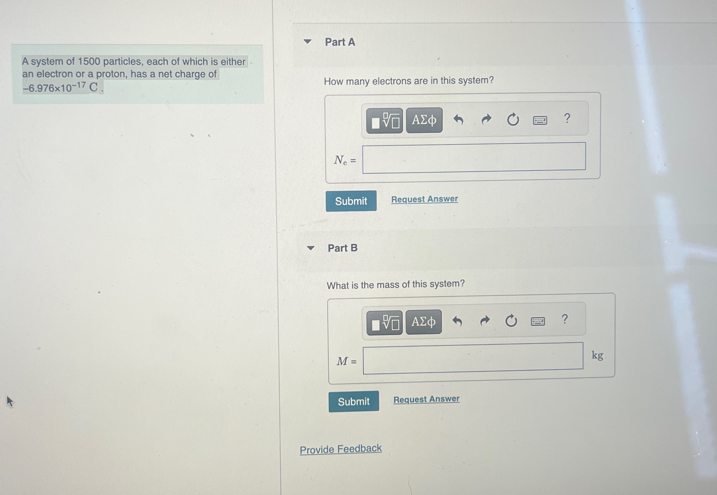 Solved Part AA system of 1500 ﻿particles, each of which is | Chegg.com