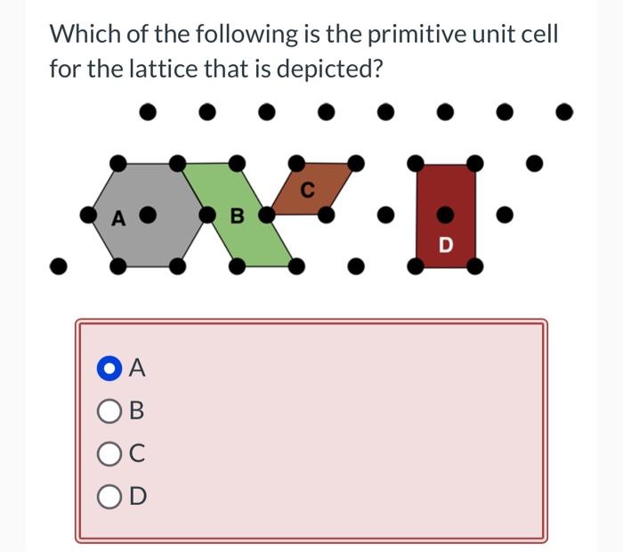 Solved Which of the following is the primitive unit cell for | Chegg.com