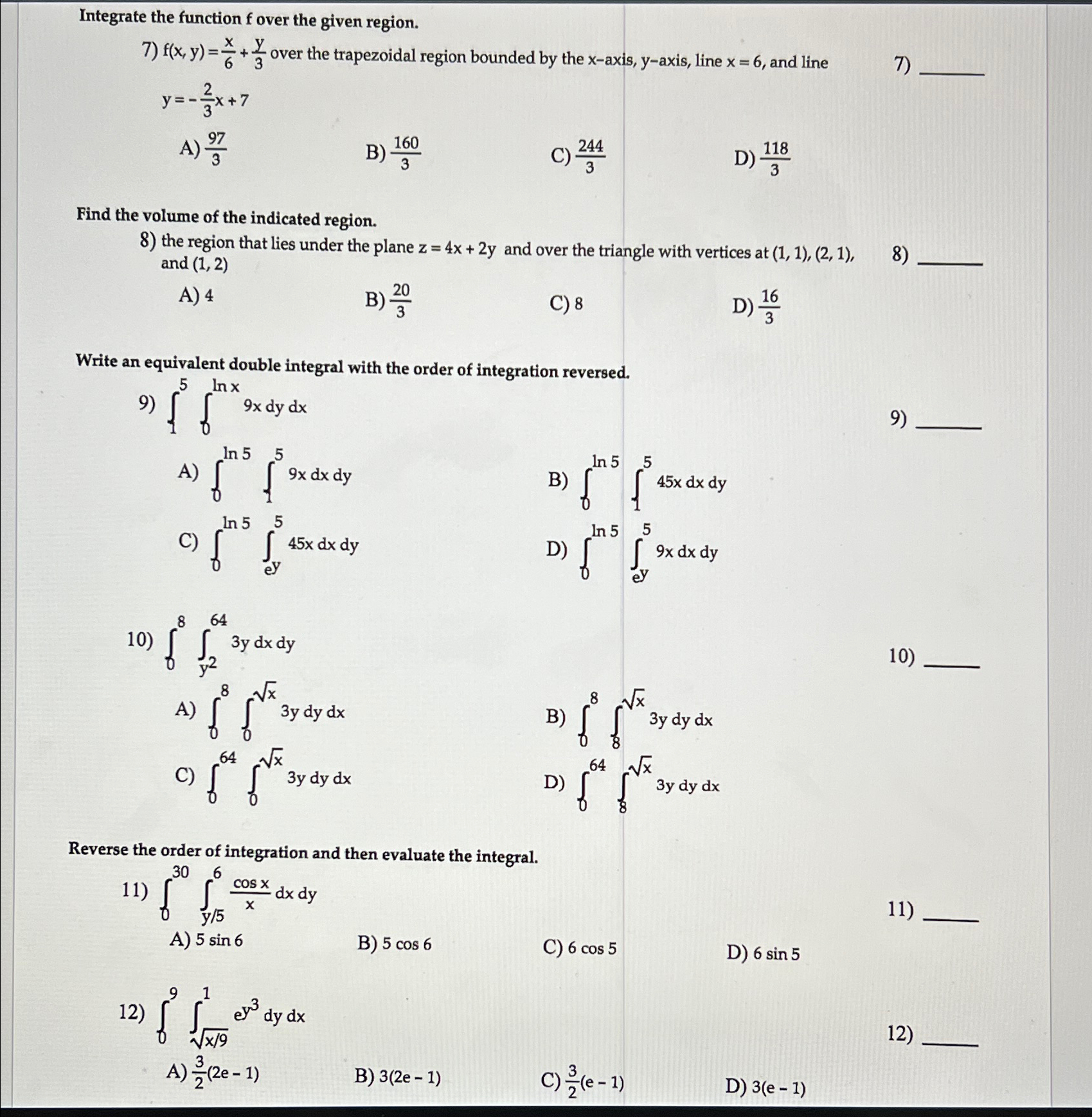 Solved Solve each question please.Integrate the function f | Chegg.com