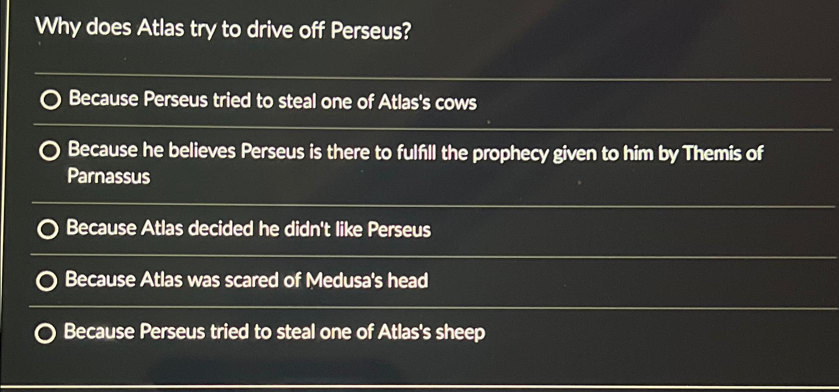 Solved Why does Atlas try to drive off Perseus?Because | Chegg.com