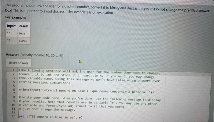 Solved This program should ask the user for a decimal | Chegg.com