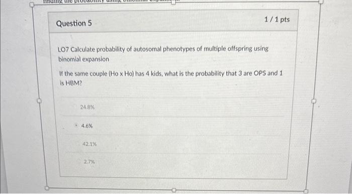 Solved LO7 Calculate probability of autosomal phenotypes of | Chegg.com