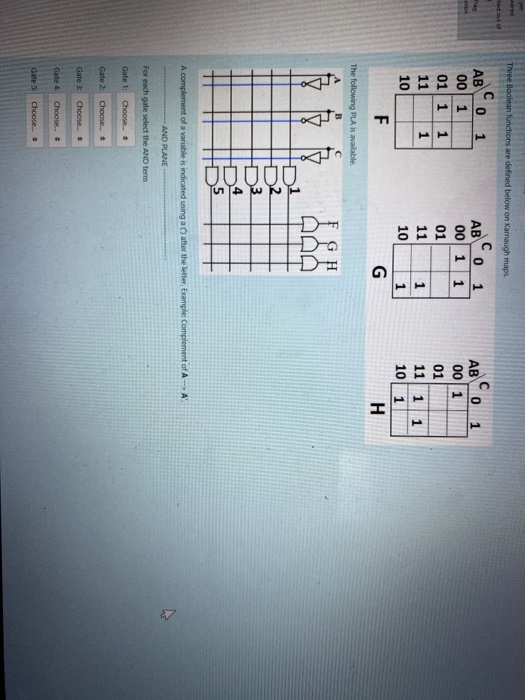 Solved Three Boolean functions are defined below on Kamaugh | Chegg.com