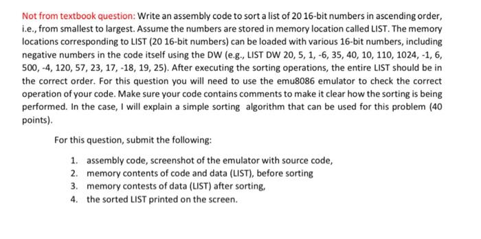 Not from textbook question: Write an assembly code to | Chegg.com