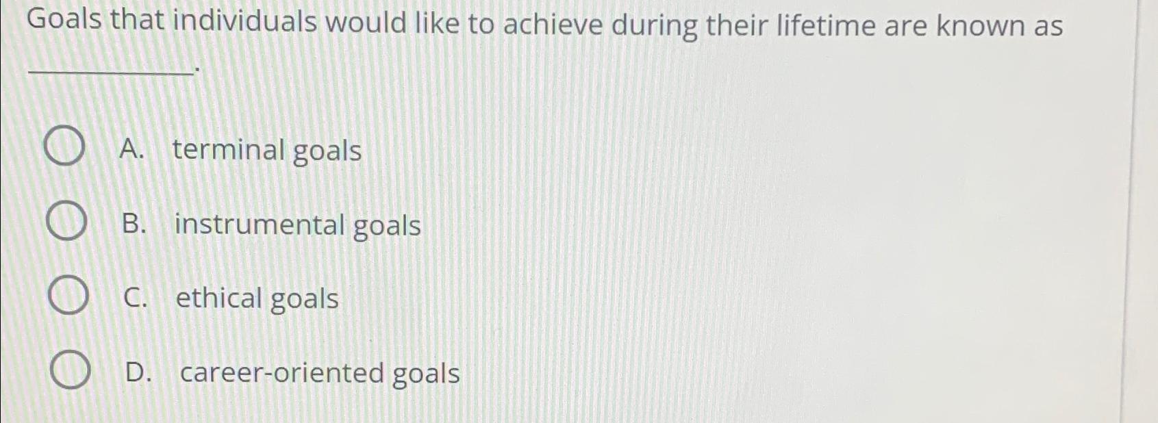Solved Goals that individuals would like to achieve during | Chegg.com