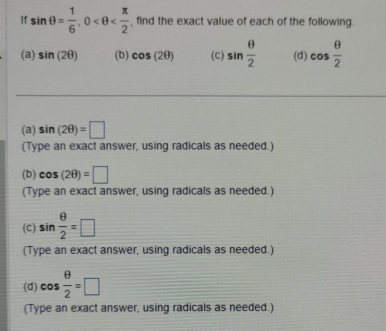 Solved If sinθ=61,0
