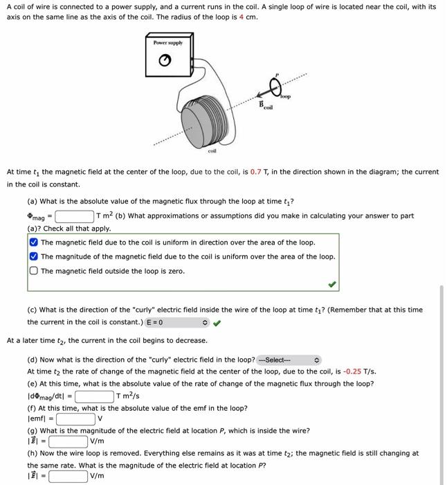 Solved A coil of wire is connected to a power supply, and a | Chegg.com