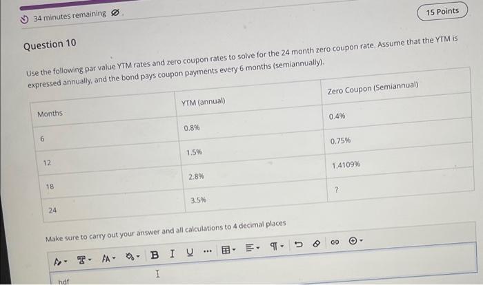 Question 10 fica the following par value YTM rates | Chegg.com