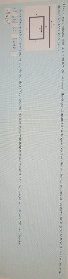 Solved A long straight horizontal wire has current through | Chegg.com