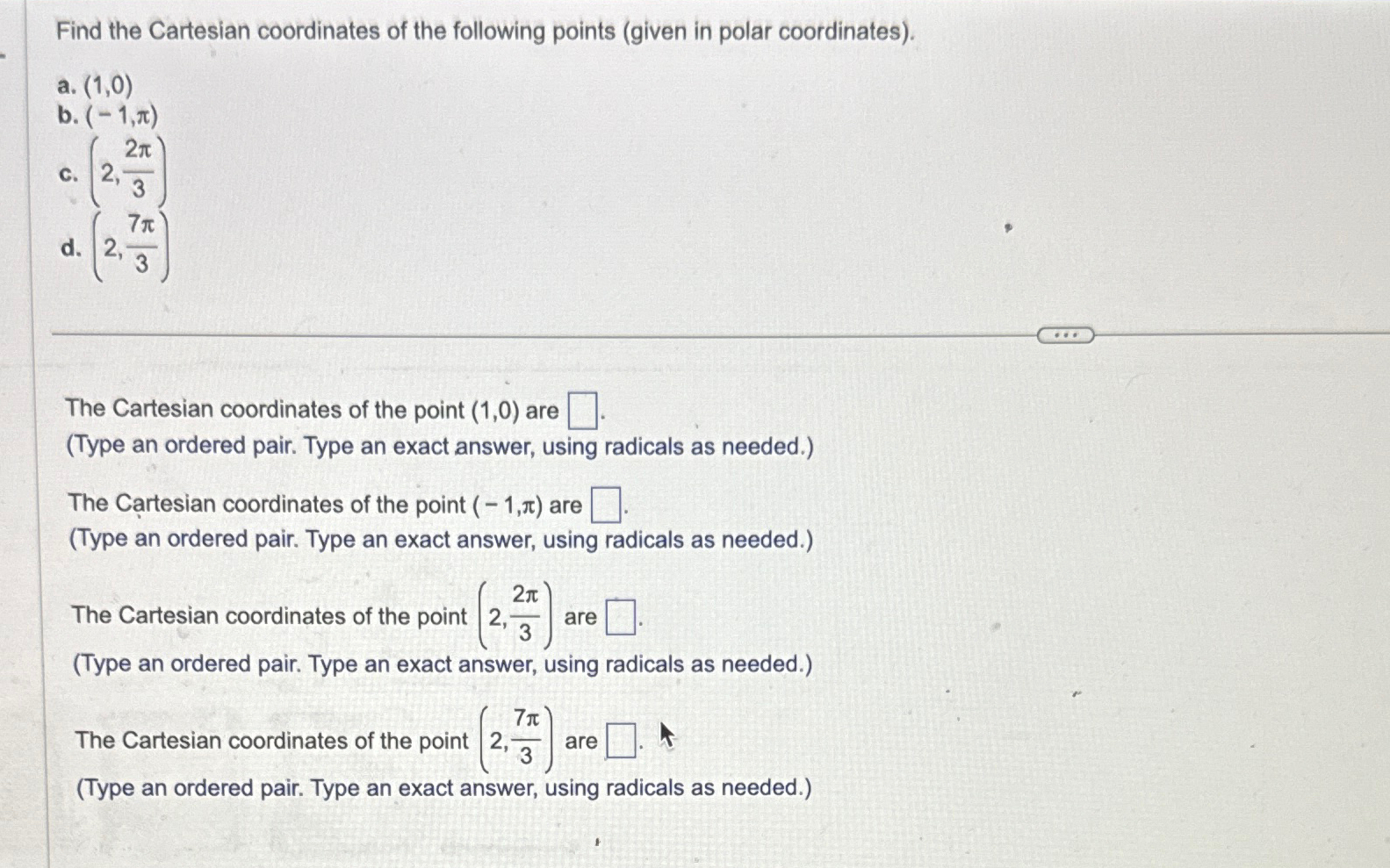 Solved Find the Cartesian coordinates of the following | Chegg.com