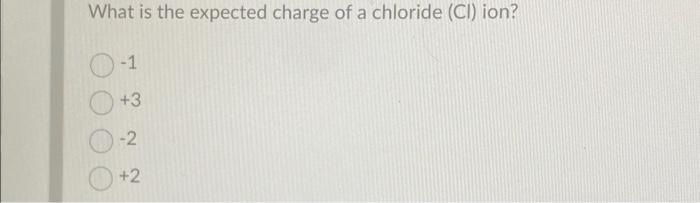 Solved What is the expected charge of a chloride (Cl) ion? | Chegg.com