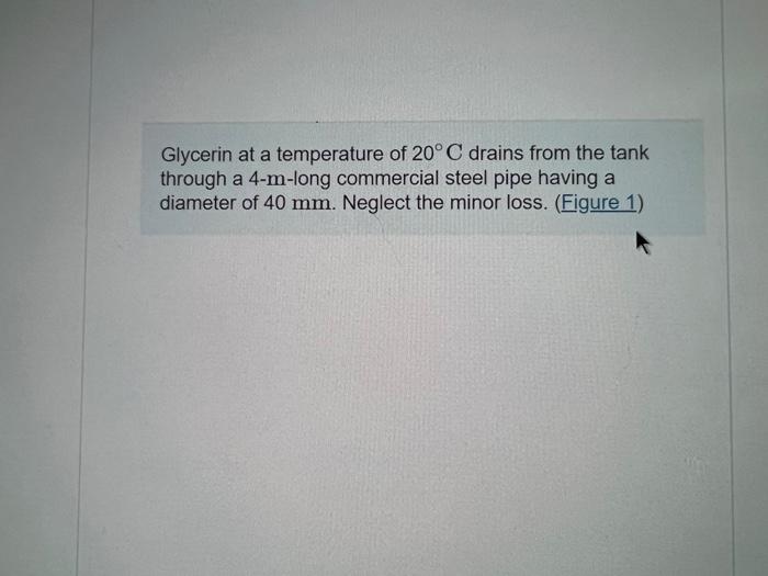 Solved Glycerin at a temperature of 20∘C drains from the | Chegg.com
