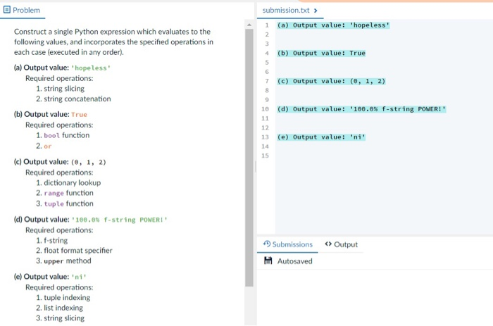 Solved Problem submission.txt > 1 (a) Output value: | Chegg.com