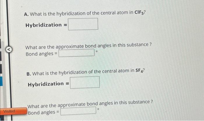 Solved A. What is the hybridization of the central atom in | Chegg.com