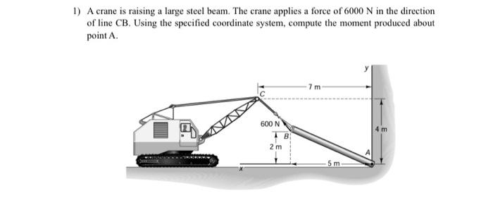 Solved 1) A crane is raising a large steel beam. The crane | Chegg.com