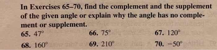 Solved In Exercises 65-70, find the complement and the | Chegg.com