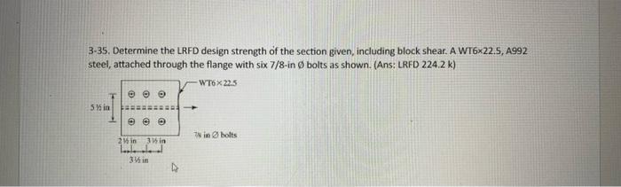 Solved 3-35. Determine the LRFD design strength of the | Chegg.com