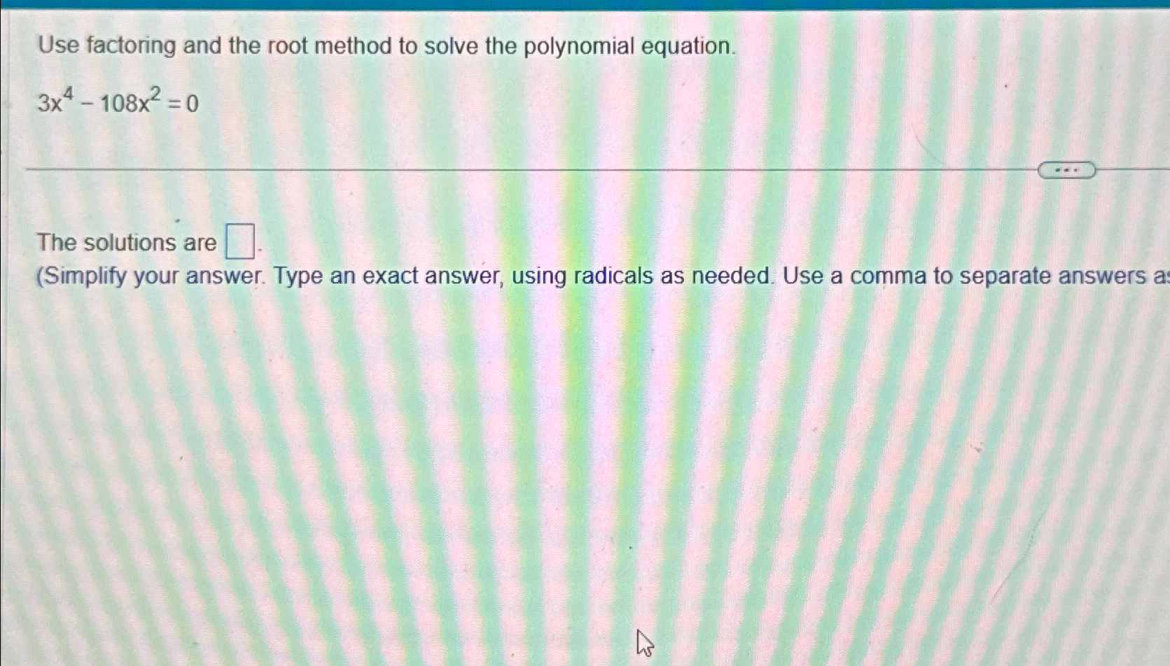 Solved Use factoring and the root method to solve the | Chegg.com