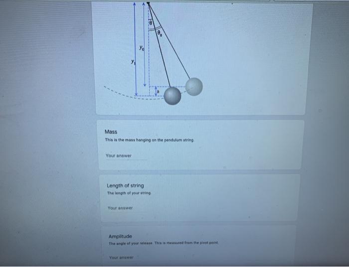 Solved 18 yo Mass This is the mass hanging on the pendulum | Chegg.com