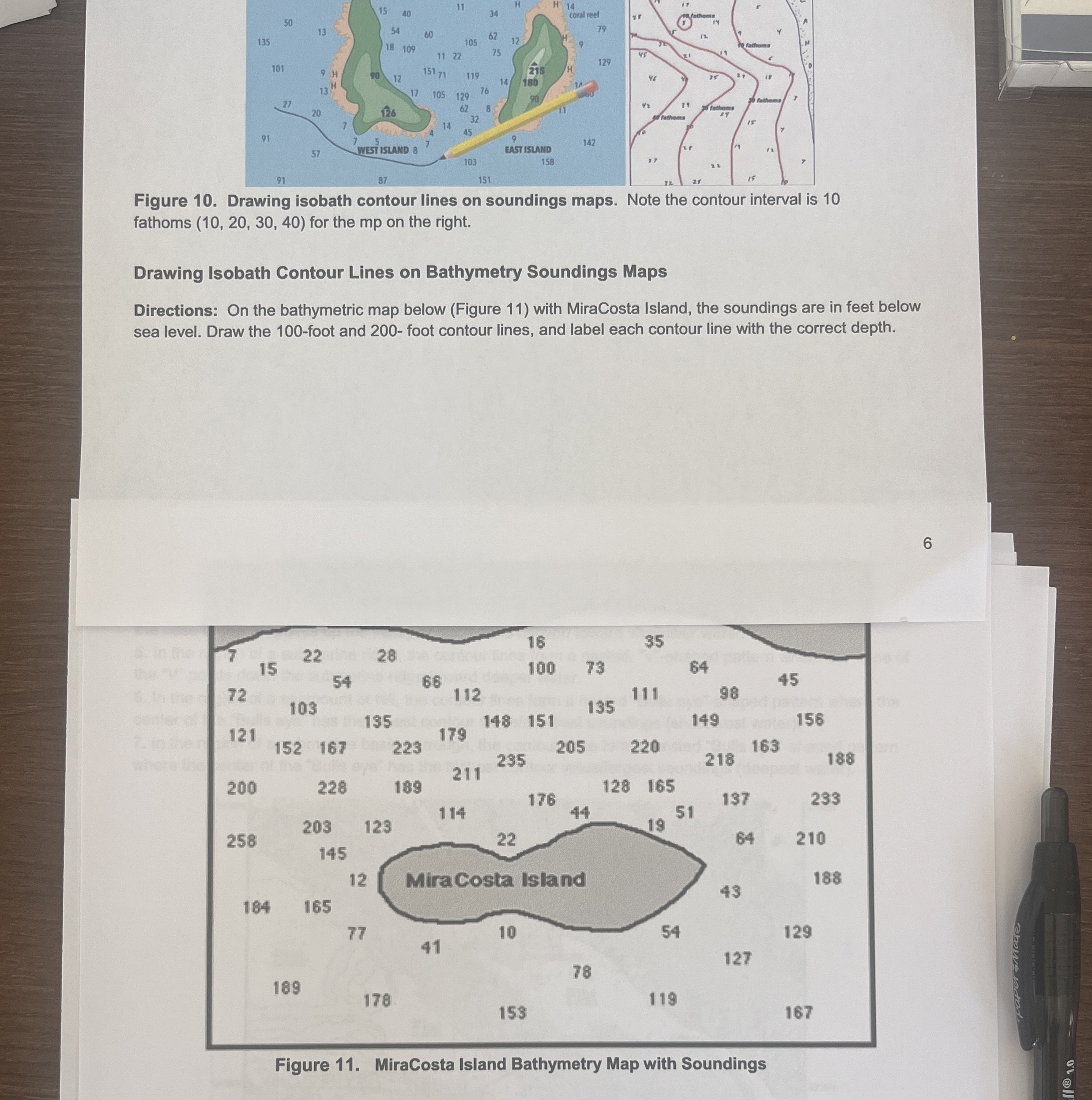 Figure 10. ﻿Drawing isobath contour lines on | Chegg.com