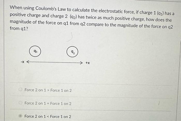 Solved When using Coulomb's Law to calculate the | Chegg.com