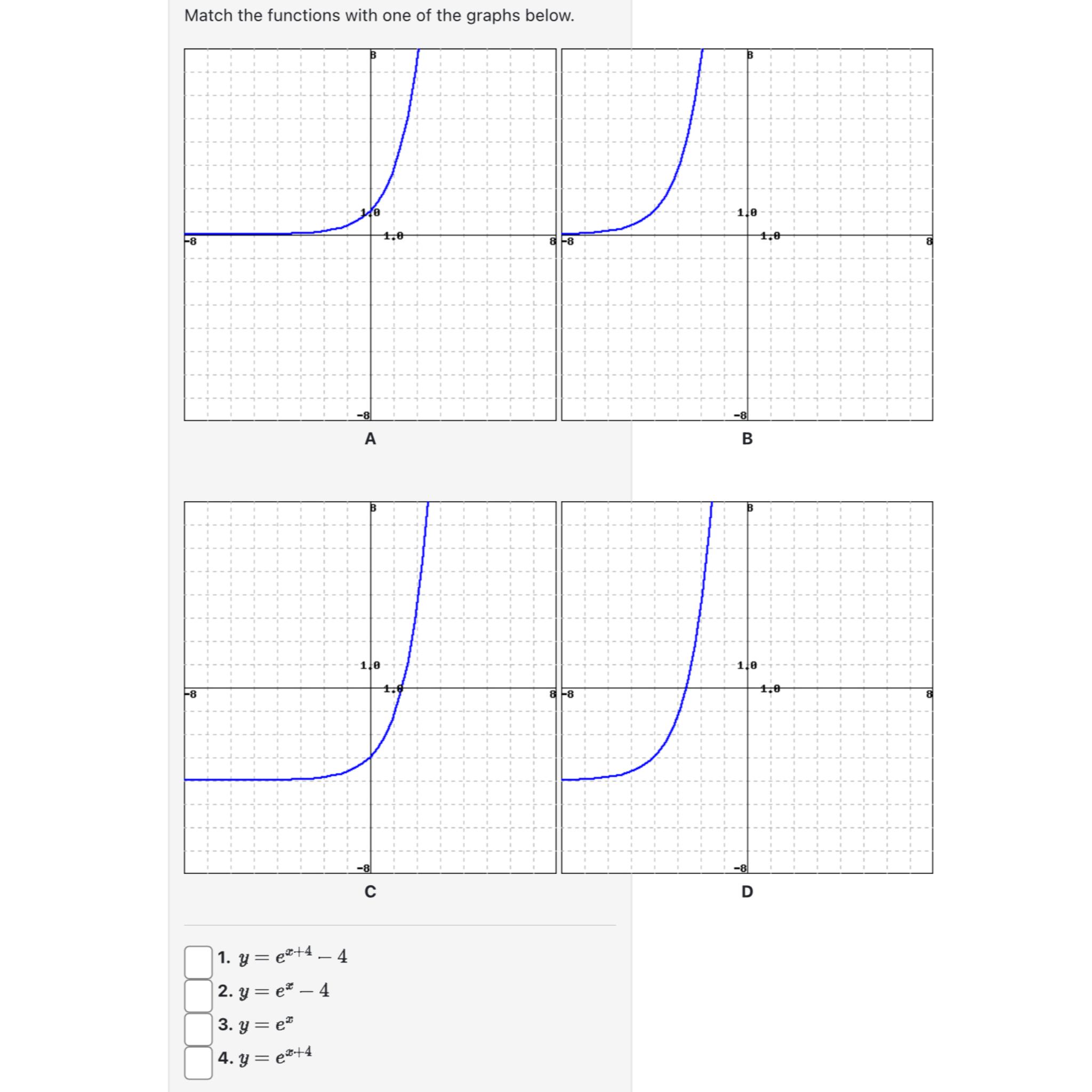 Solved Match the functions with one of the graphs | Chegg.com