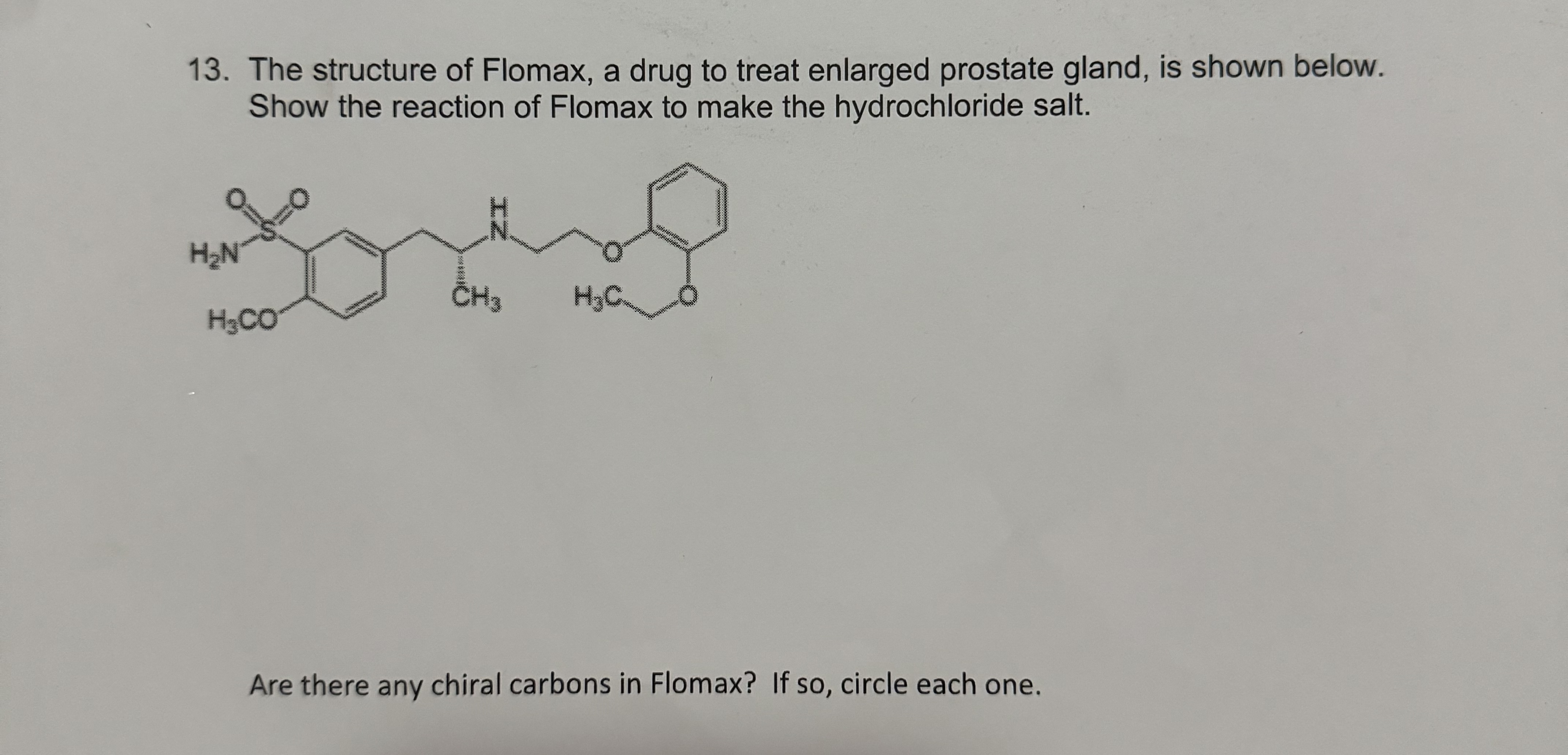 Solved The structure of Flomax, a drug to treat enlarged | Chegg.com