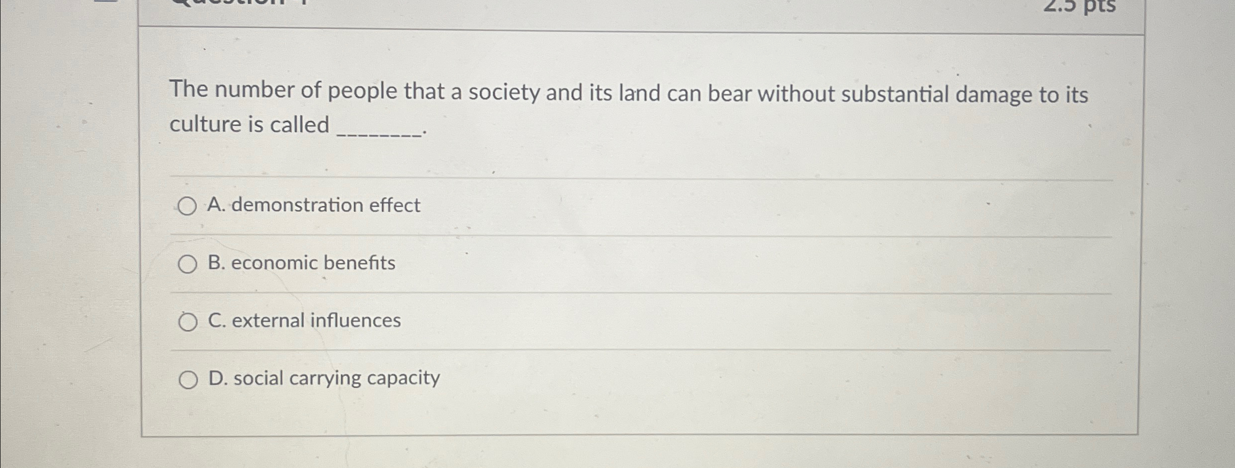 Solved The number of people that a society and its land can | Chegg.com