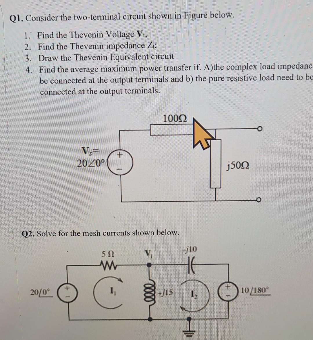 Solved Q1. Consider the two-terminal circuit shown in Figure | Chegg.com