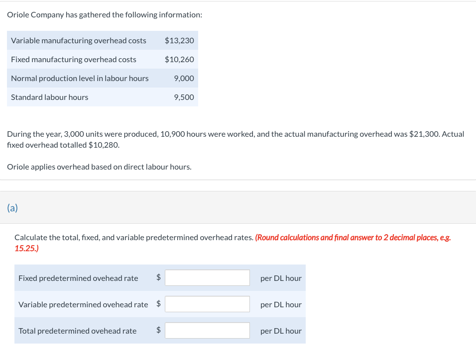 Solved Oriole Company has gathered the following | Chegg.com
