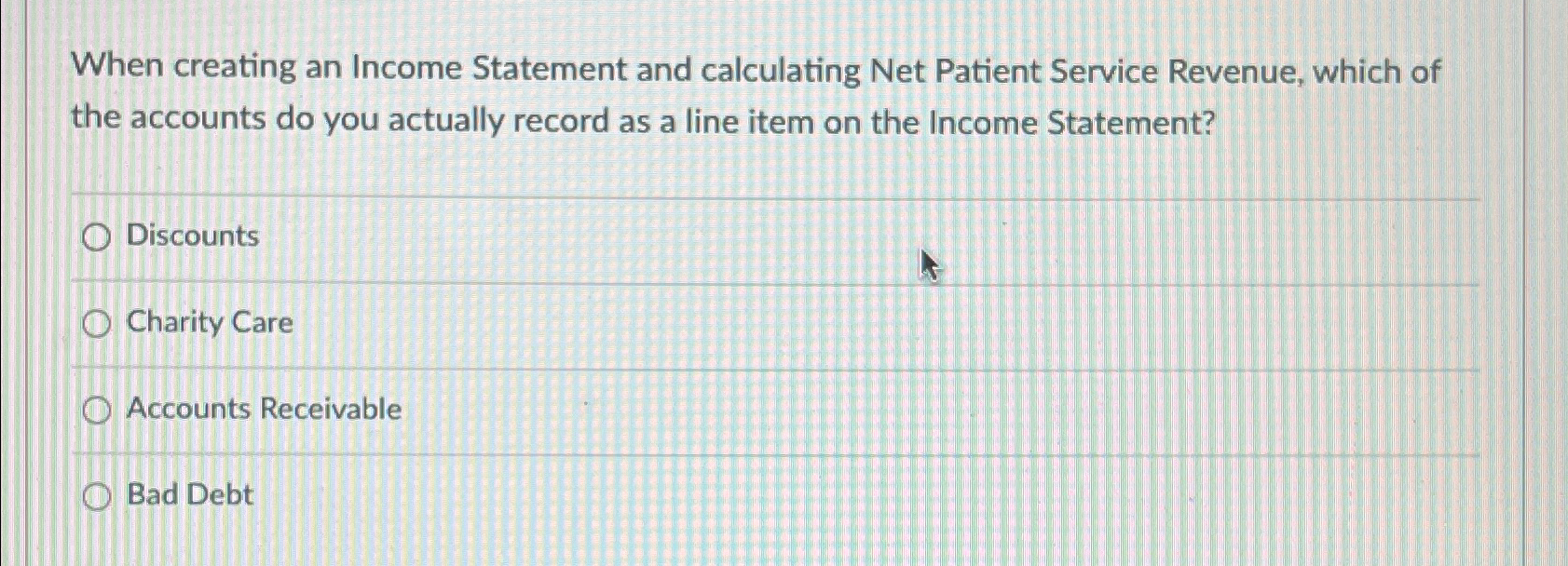 Solved When creating an Income Statement and calculating Net | Chegg.com