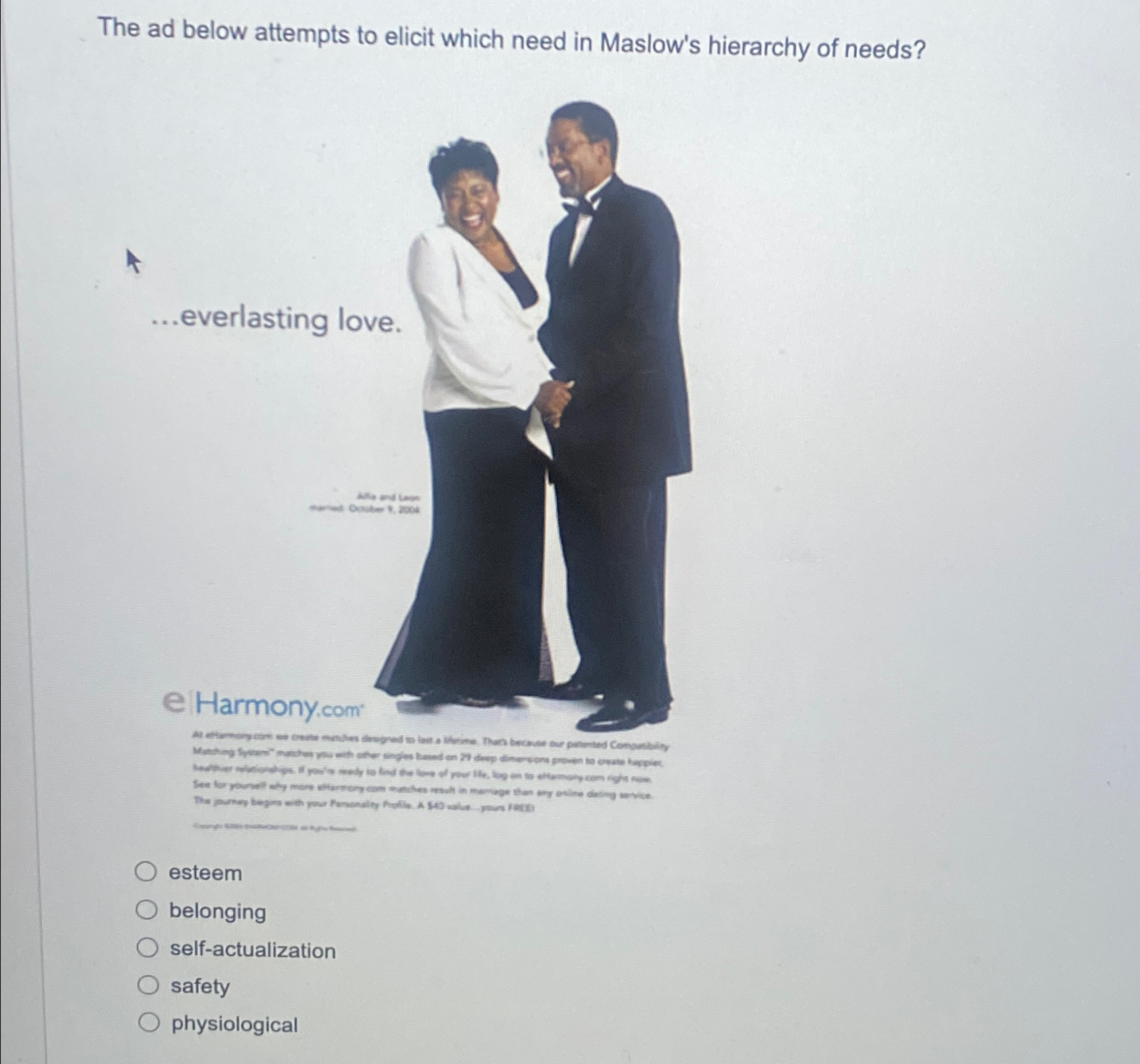 Solved The ad below attempts to elicit which need in | Chegg.com