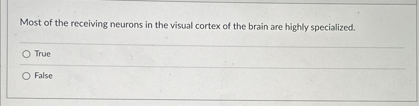 Solved Most of the receiving neurons in the visual cortex of | Chegg.com
