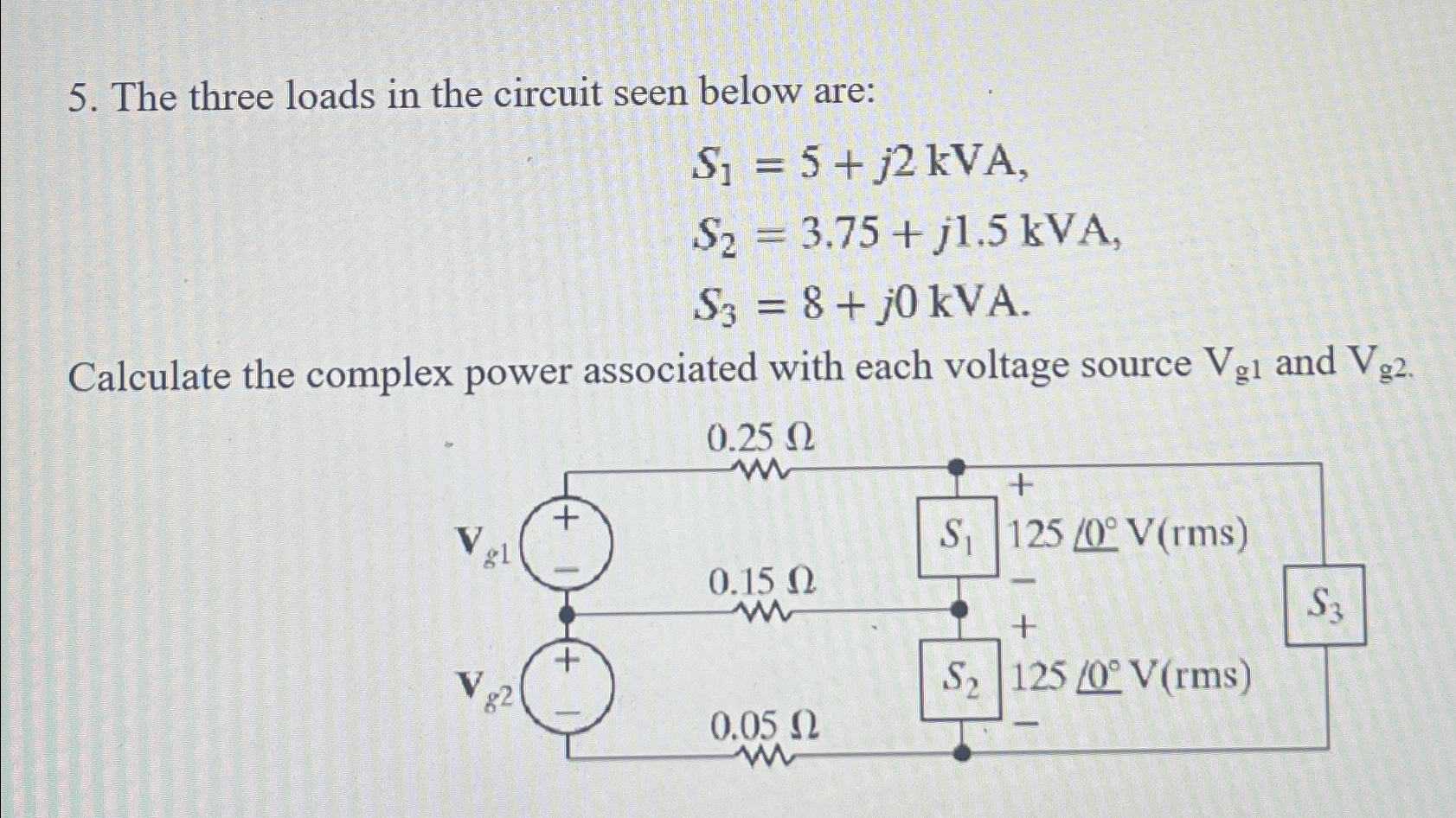 Solved The three loads in the circuit seen below | Chegg.com