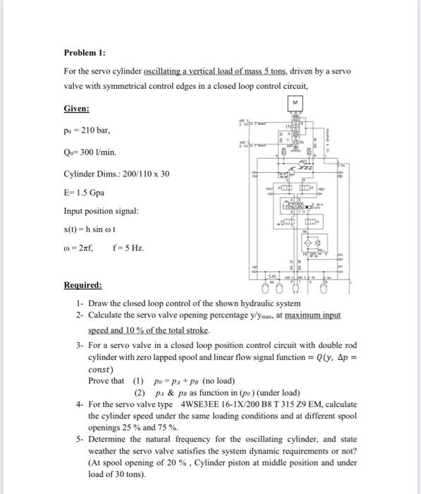 Solved Problem 1: For the servo cylinder oscillating a | Chegg.com