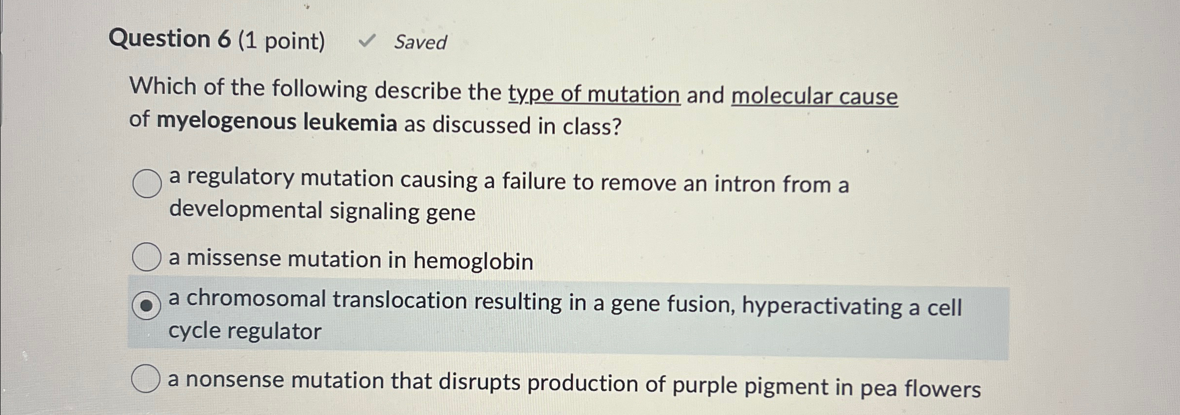 Solved Question 6 (1 ﻿point) ﻿SavedWhich of the following | Chegg.com