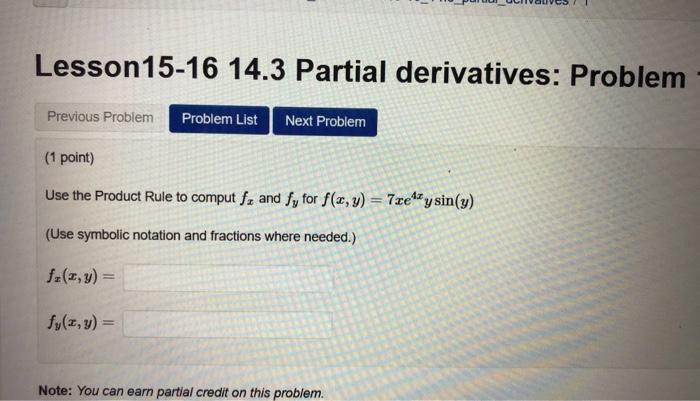 Solved Lesson15-16 14.3 Partial derivatives: Problem (1 | Chegg.com