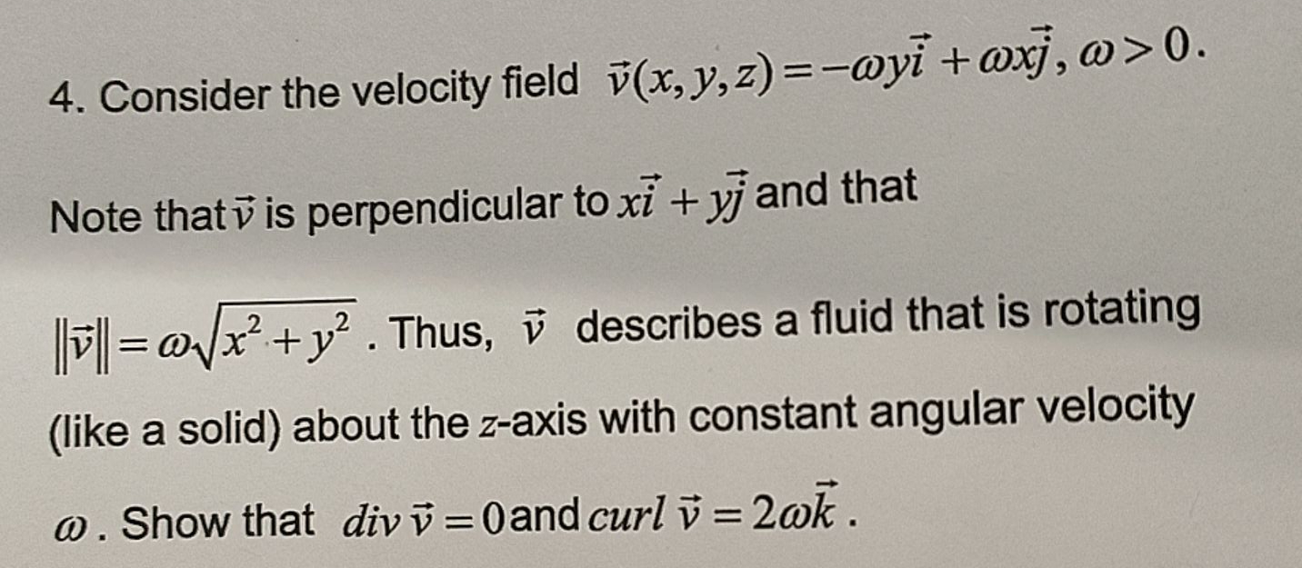 Solved Consider the velocity field | Chegg.com