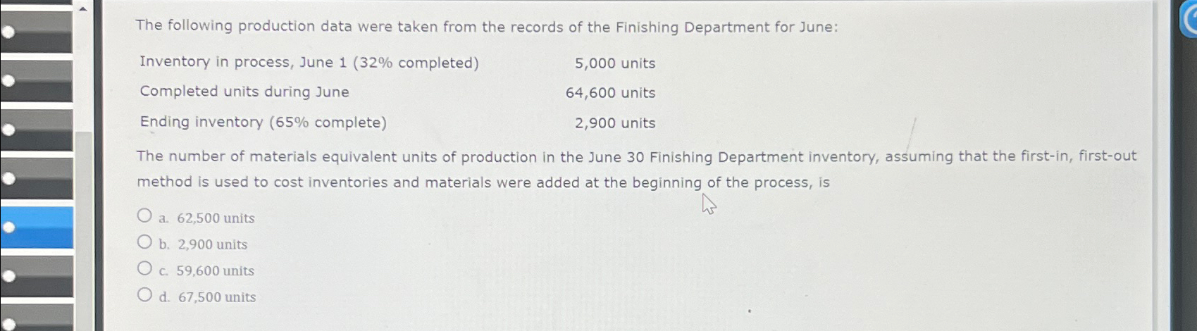 Solved The following production data were taken from the | Chegg.com