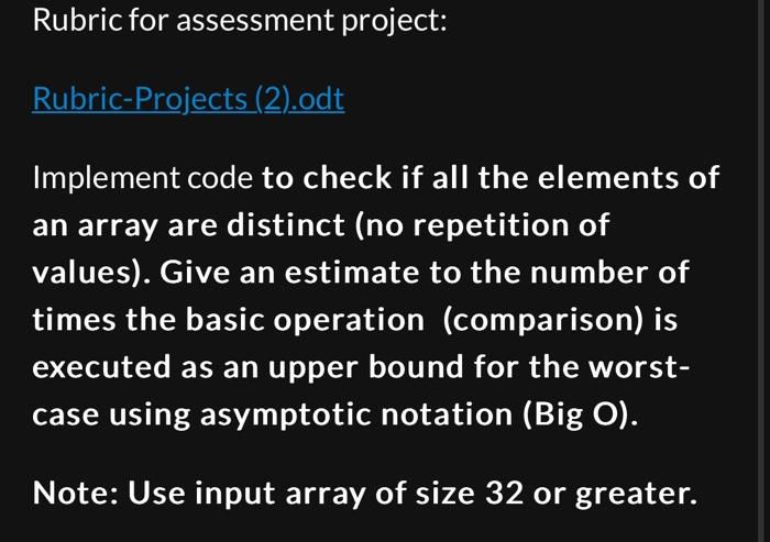 Solved Rubric for assessment project: Rubric-Projects | Chegg.com