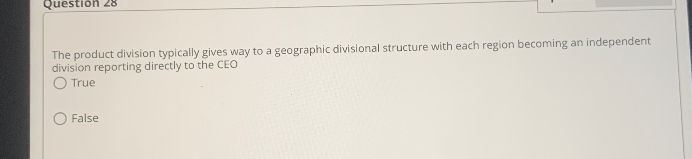 Solved The product division typically gives way to a | Chegg.com