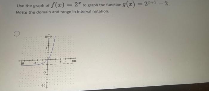Solved Use the graph of f(x)=2x to graph the function | Chegg.com