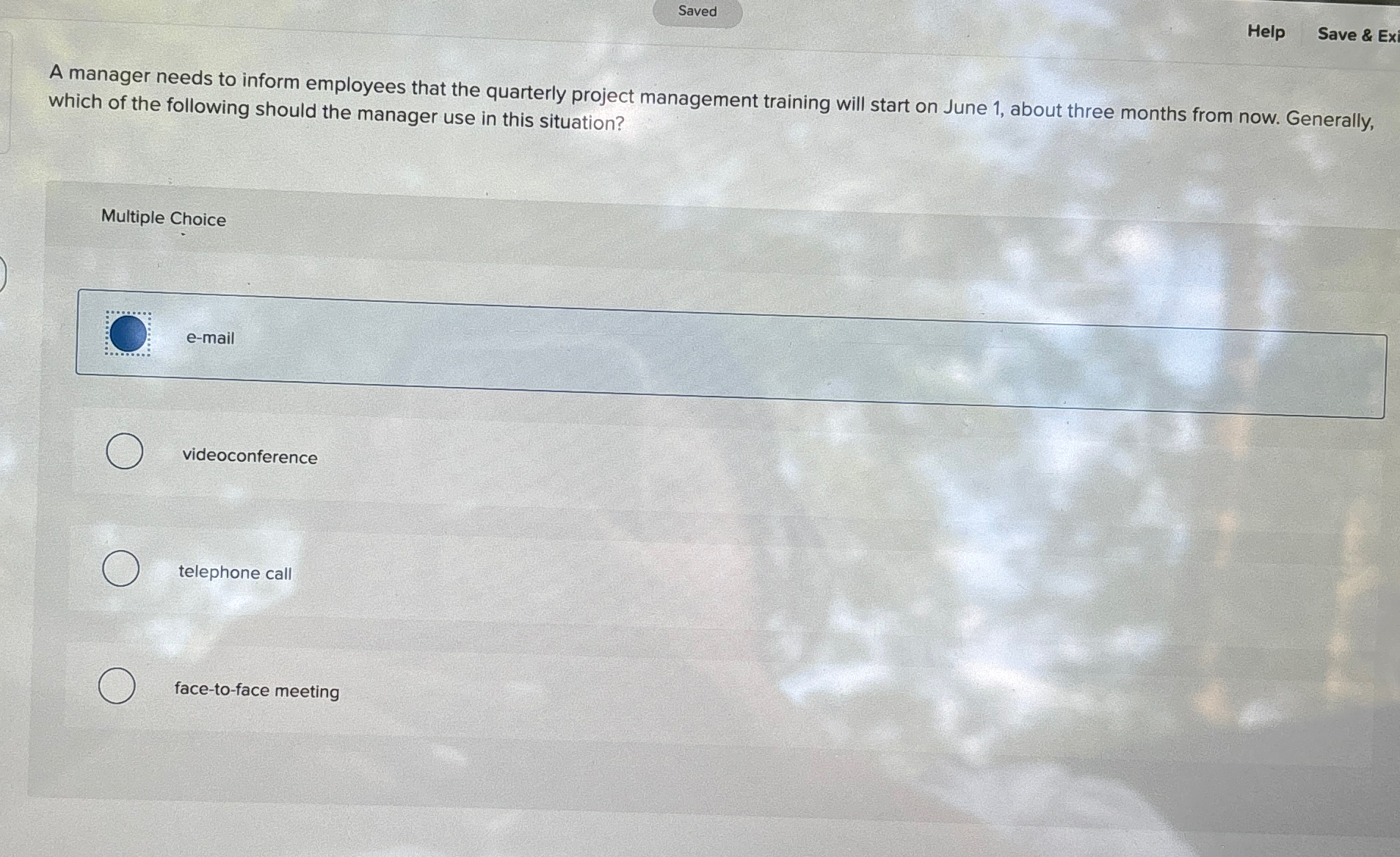 Solved SavedHelpSave & ExA manager needs to inform employees | Chegg.com