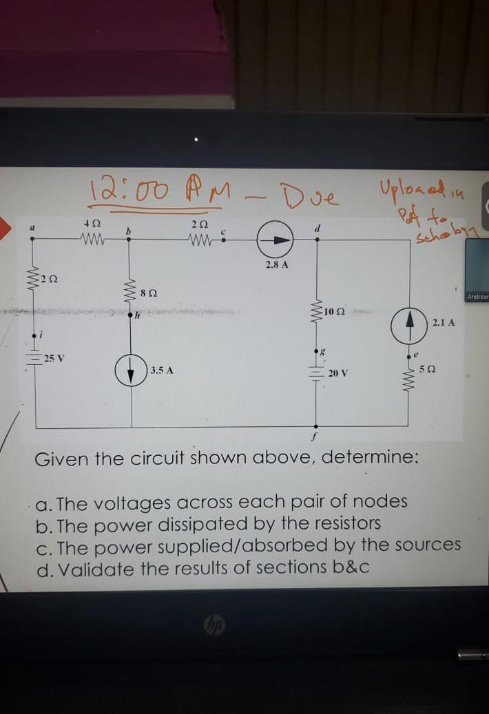 Solved Given the circuit shown above, determine: a. The | Chegg.com
