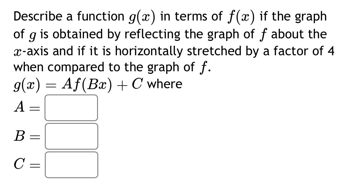 Solved Describe a function g(x) ﻿in terms of f(x) ﻿if the | Chegg.com