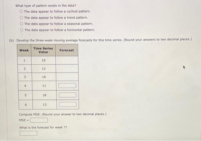 Solved Consider the following time series data. (a) | Chegg.com